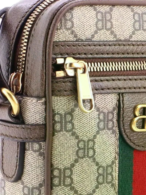 Balenciaga X Gucci The Hacker Project Zip Messenger Bag Bb Coated Canvas Mini Crossbody Bag