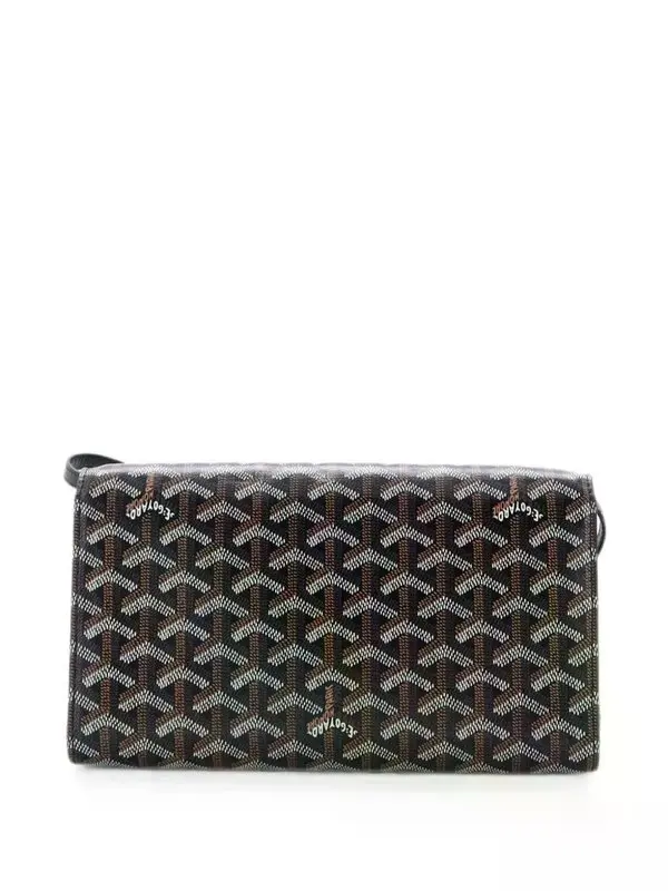 Goyard Monte Carlo Clutch With Strap Coated Canvas Pm Crossbody Bag - Black