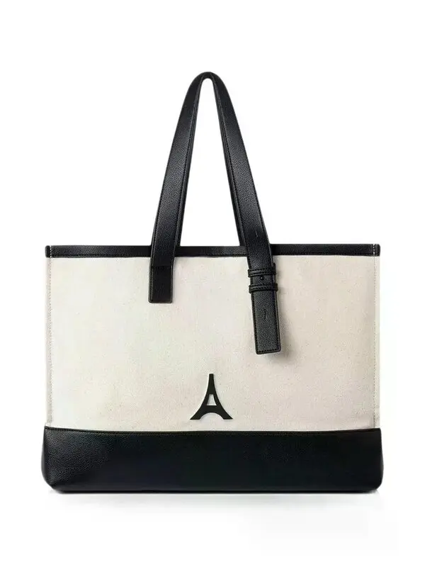 Manière De Voir Romane In Beige/black Eiffel-detail Canvas Tote Bag - Neutrals