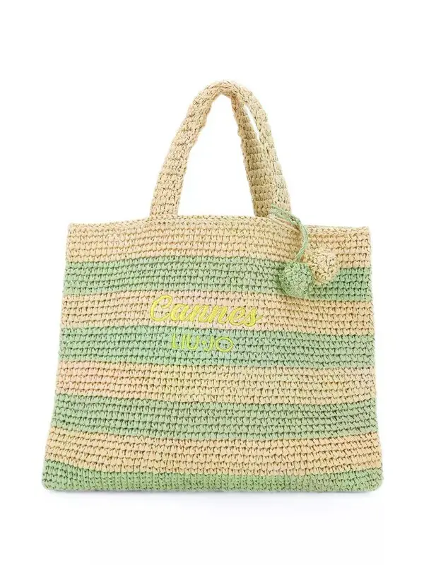 Liu Jo Plentia Cannes Striped Woven Shoulder Bag - Neutrals
