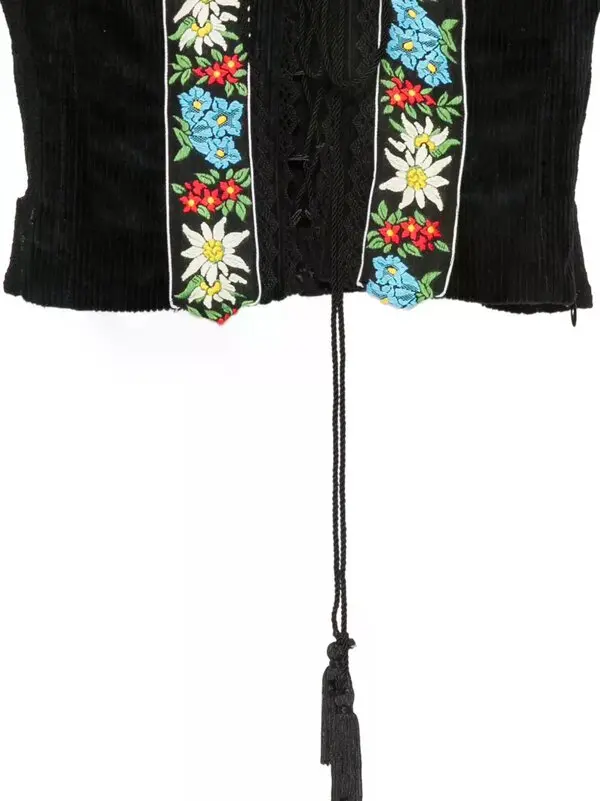 Dolce & Gabbana 2000s Floral-embroidered Lace-up Top