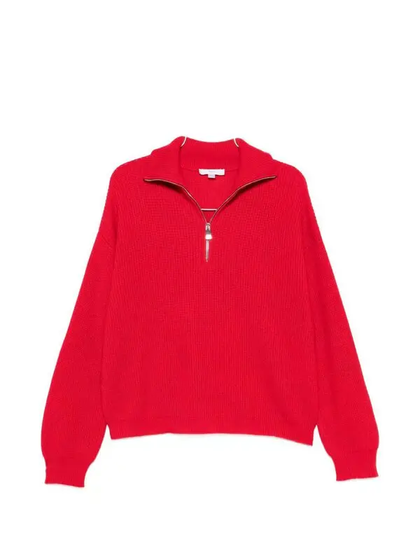 Malo Ribbed-knit Half-zip Sweater - Red