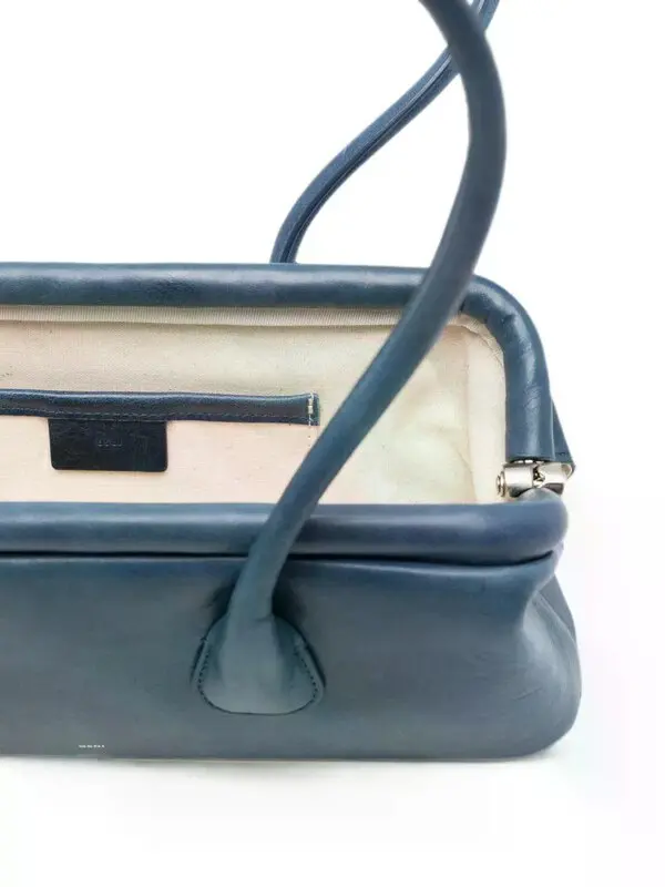 OSOI Mini Boat Wide Leather Shoulder Bag - Blue