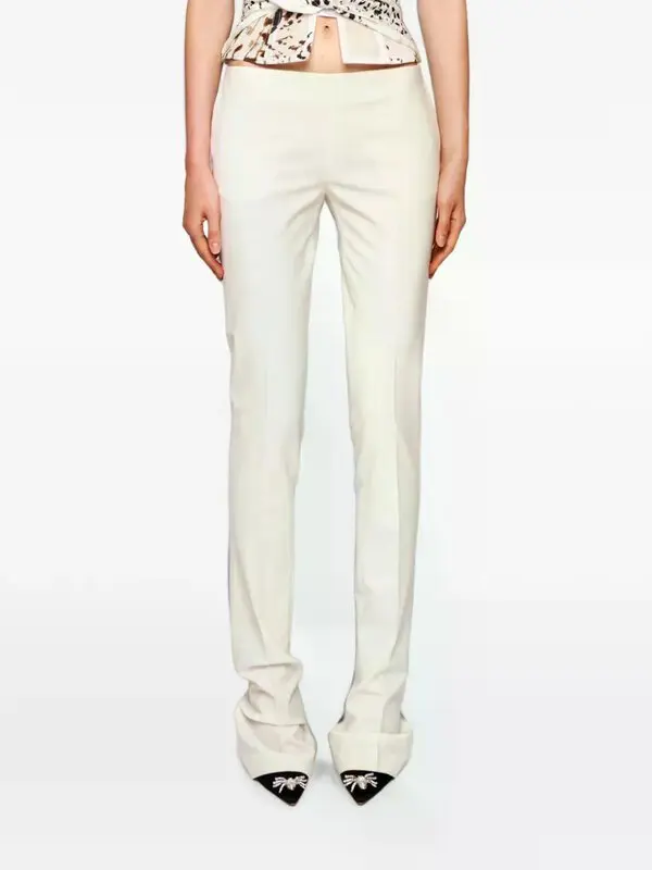 Blumarine Concealed-fastening Slim-fit Trousers - White