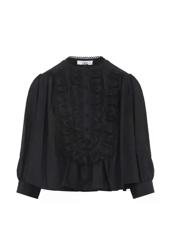 Chloé Ruffled Lace-trim Blouse