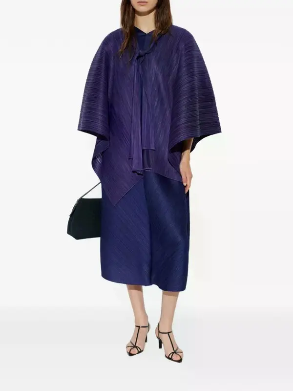 Issey Miyake Pleated Tie-neck Cape - Purple