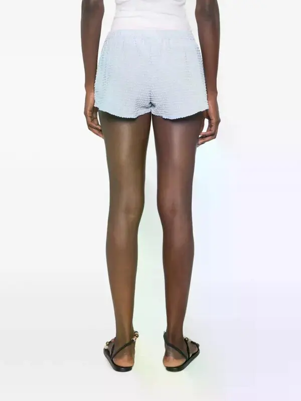 Hunza G Seersucker Texture Elasticated Waistband Shorts - Blue