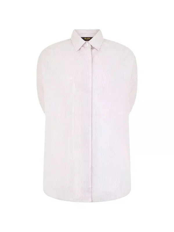 MOORER Vertical-stripe Short-sleeve Shirt - White