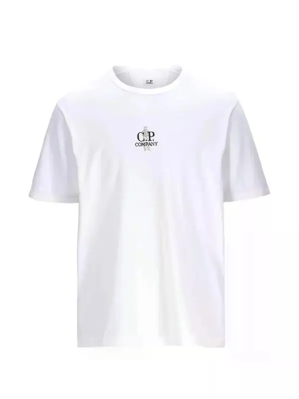 C.P. COMPANY Logo-embroidered Crew-neck T-shirt - White
