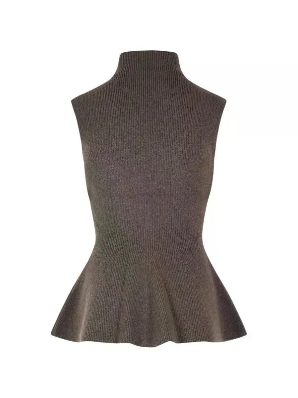 RÓHE Sculptural Ribbed-knit Peplum Top