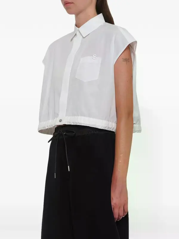 Sacai Drawstring-hem Poplin Shirt