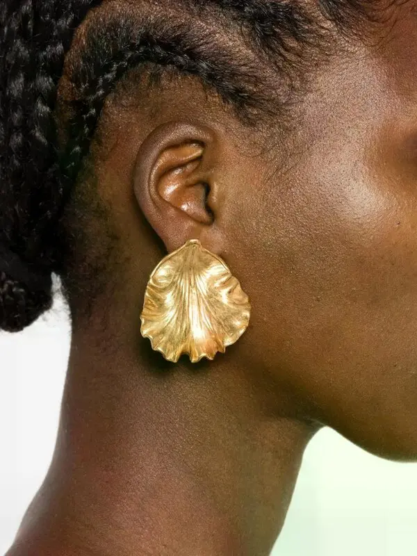 Cult Gaia Iris Leaf Hammered Earrings - Gold