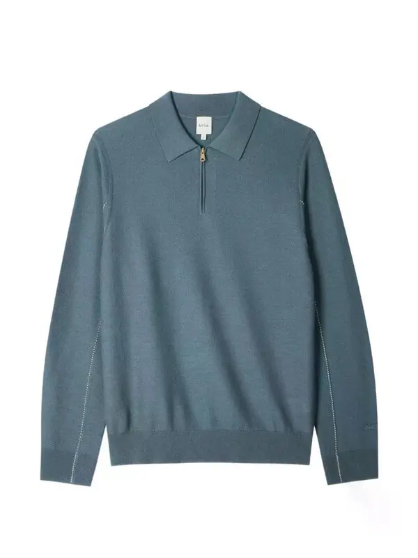 Paul Smith Quarter-zip Textured Merino Sweater - Blue