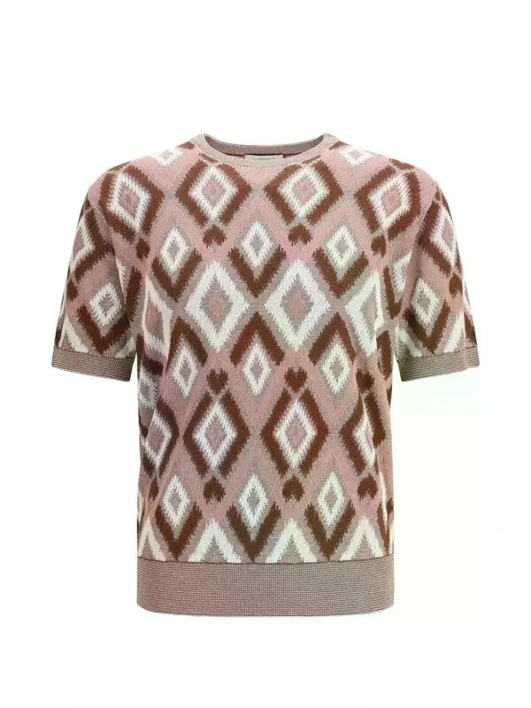 PIACENZA CASHMERE 1733 Argyle-pattern T-shirt - Pink