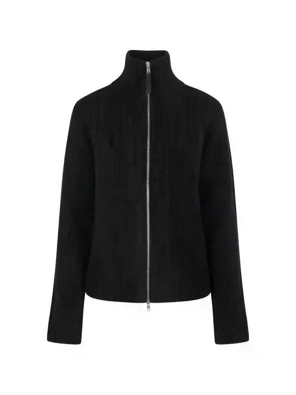 MAISON MARGIELA Ribbed-knit Zip-up Jacket - Black