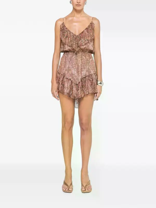 NISSA Floral Print Silk Mini Dress - Pink