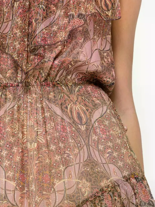 NISSA Floral Print Silk Mini Dress