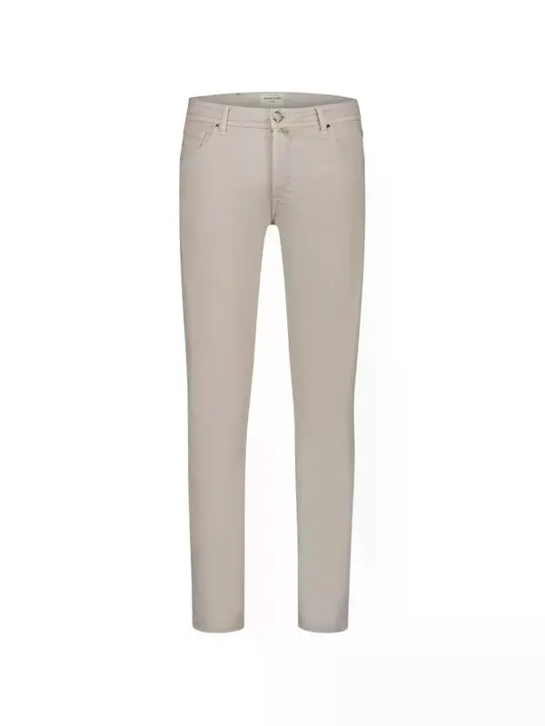 Jacob Cohen Logo-plaque Slim-fit Trousers - Neutrals