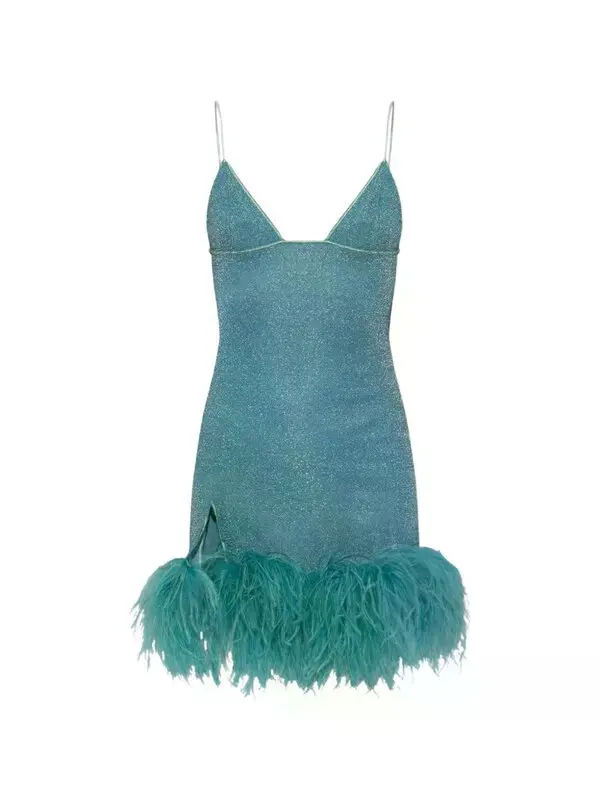 Oseree Feather-trimmed Lurex Mini Dress