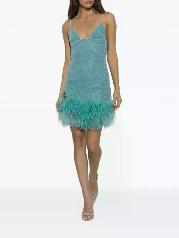 Oseree Feather-trimmed Lurex Mini Dress