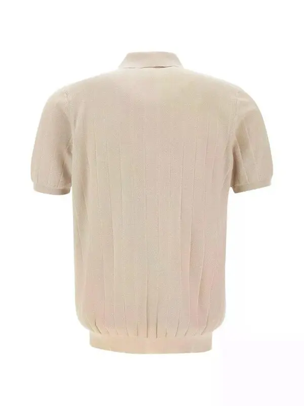 DELLA CIANA Maxi-ribbed Cotton Polo Shirt - Neutrals