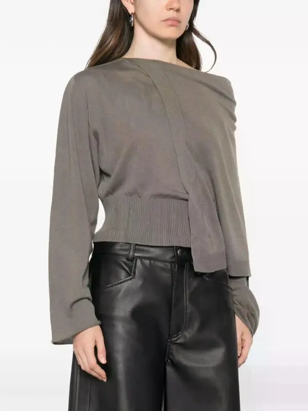 Rick Owens Asymmetric Draped Fine Knit Sweater