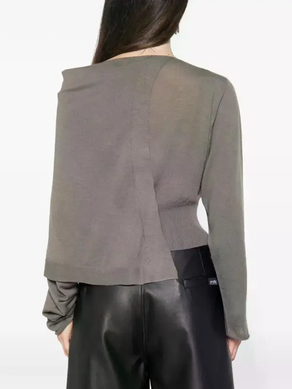 Rick Owens Asymmetric Draped Fine Knit Sweater