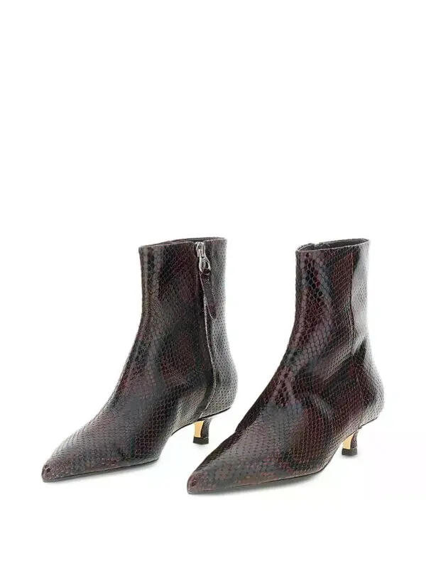 AeydĒ Sofie Snake-print Pointed-toe Ankle Boots - Brown