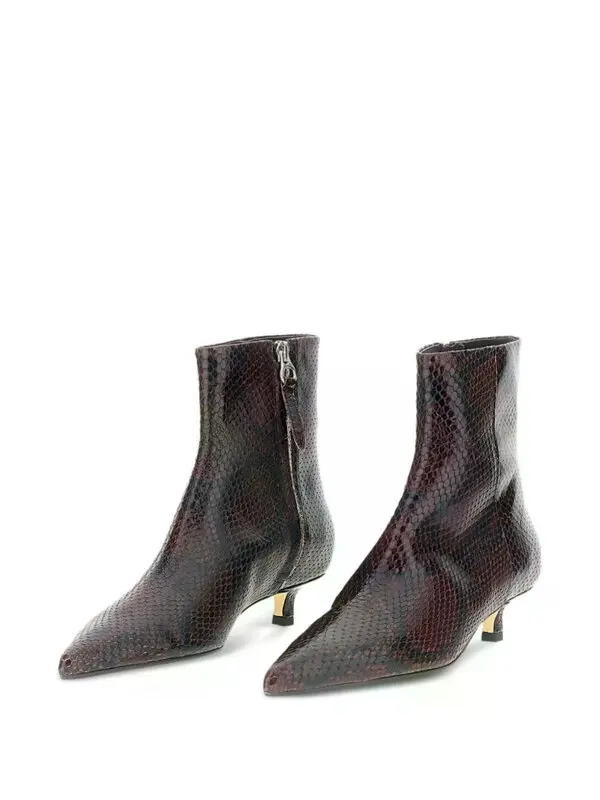 AeydĒ Snakeskin-effect Pointed-toe Ankle Boots - Brown