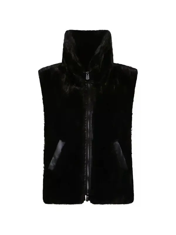 Pinko Faux-fur High-neck Gilet - Black