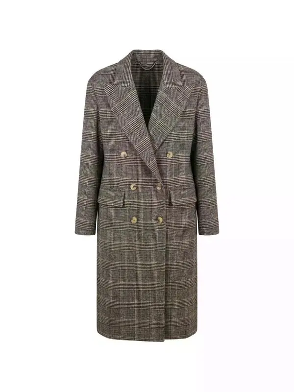 Ermanno Scervino Checked Double-breasted Coat - Brown