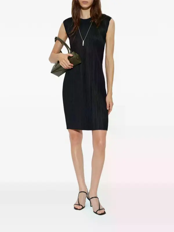 Issey Miyake Pleated Sleeveless Mini Dress