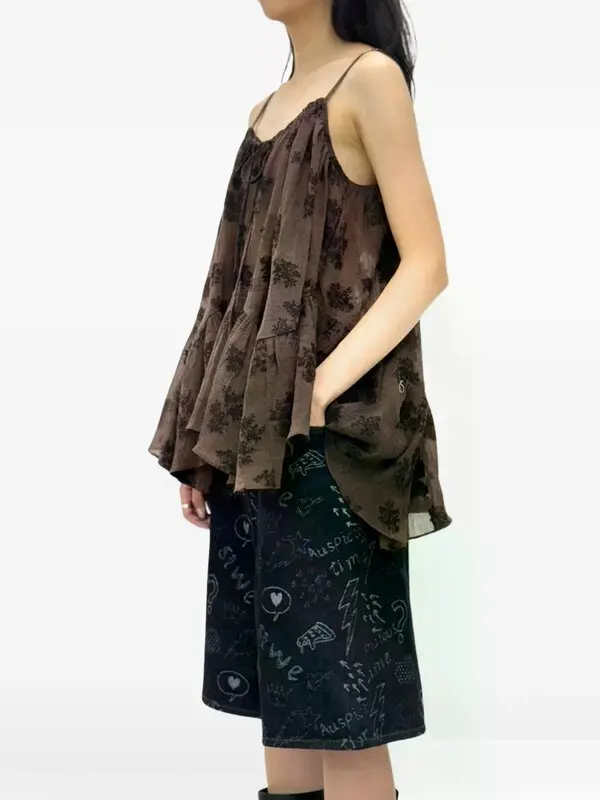 ÉPINGLER Floral-print Ruffled Blouse