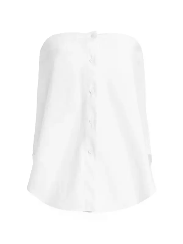 Brandon Maxwell Shea Strapless Poplin Top - White