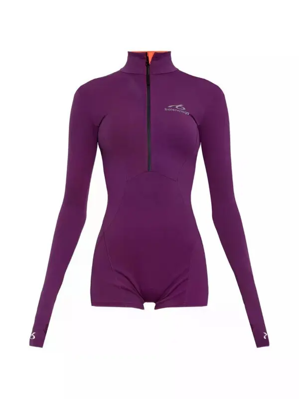 Balenciaga Logo-print Zip-fastening Playsuit - Purple