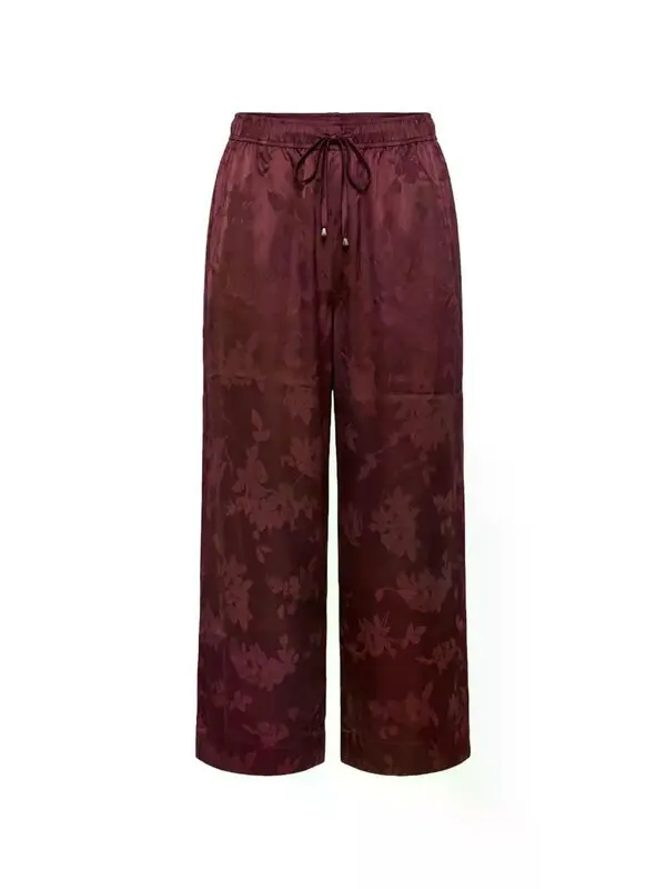 GANNI Floral-jacquard Drawstring Trousers - Red