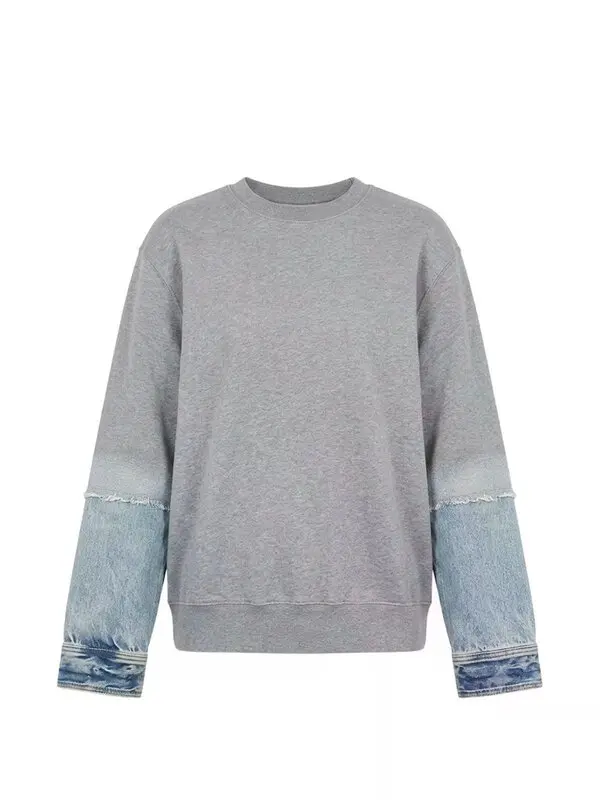 HAIKURE Denim-panelled Frayed Sweater