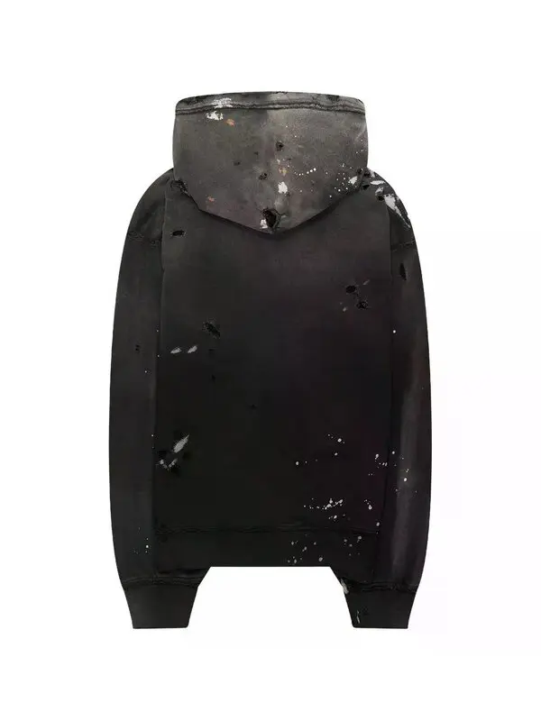 SATOSHI NAKAMOTO Luke Distressed-effect Hoodie - Black