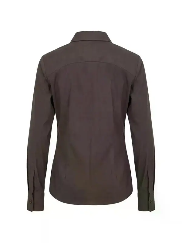 Brunello Cucinelli Long Sleeve Shirt With Tie Detail - Brown