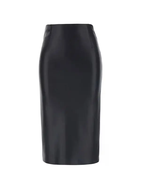 JUCCA Concealed-fastening Rear-slit Midi Skirt - Black