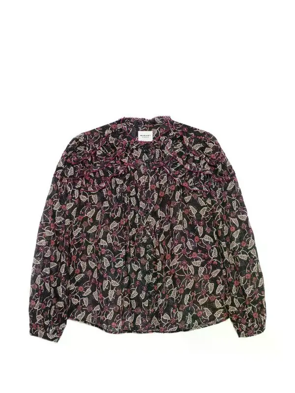 MARANT ETOILE Chrsita Floral-print Ruffled Blouse - Black