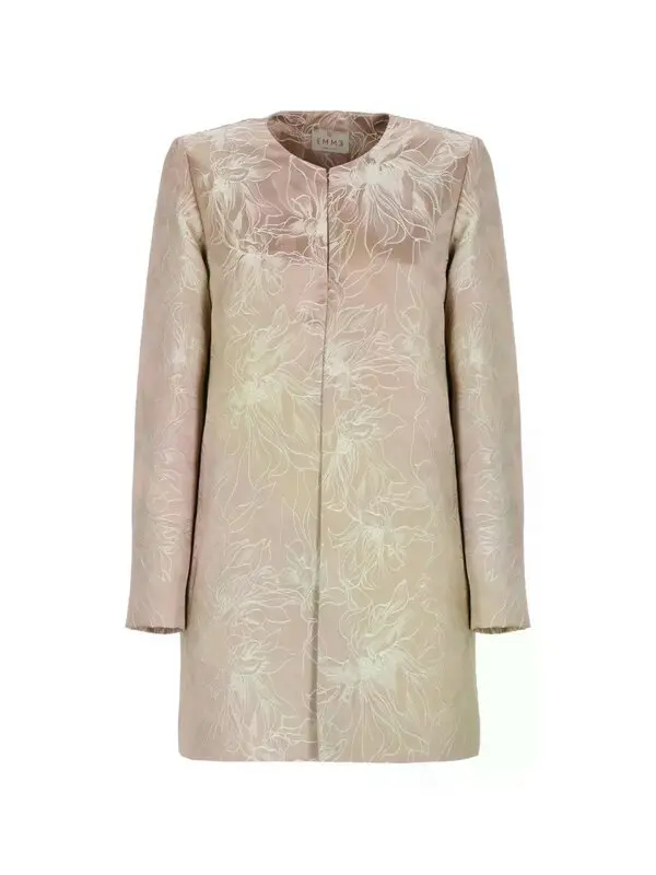 EMME Floral-embroidered Lurex-detail Coat