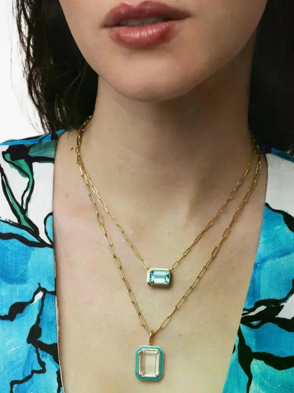 Goshwara Manhattan Blue Topaz Necklace - Gold