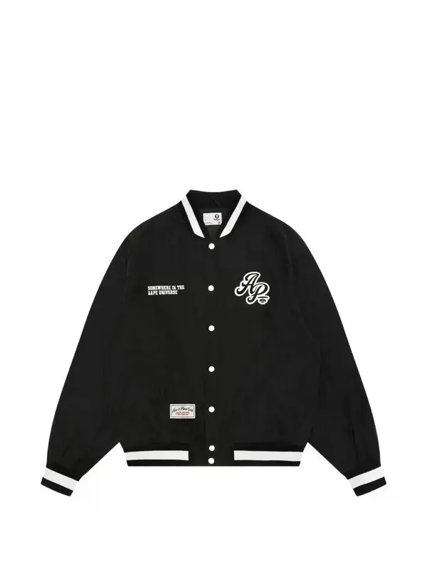 AAPE BY *A BATHING APE Embroidered Logo-patch Varsity Jacket - Black