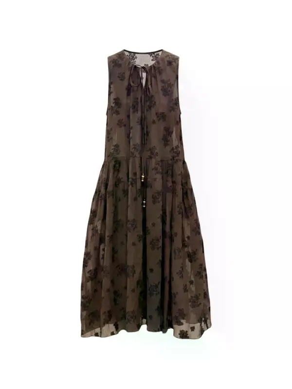 ÉPINGLER Floral-print Tiered Midi Dress