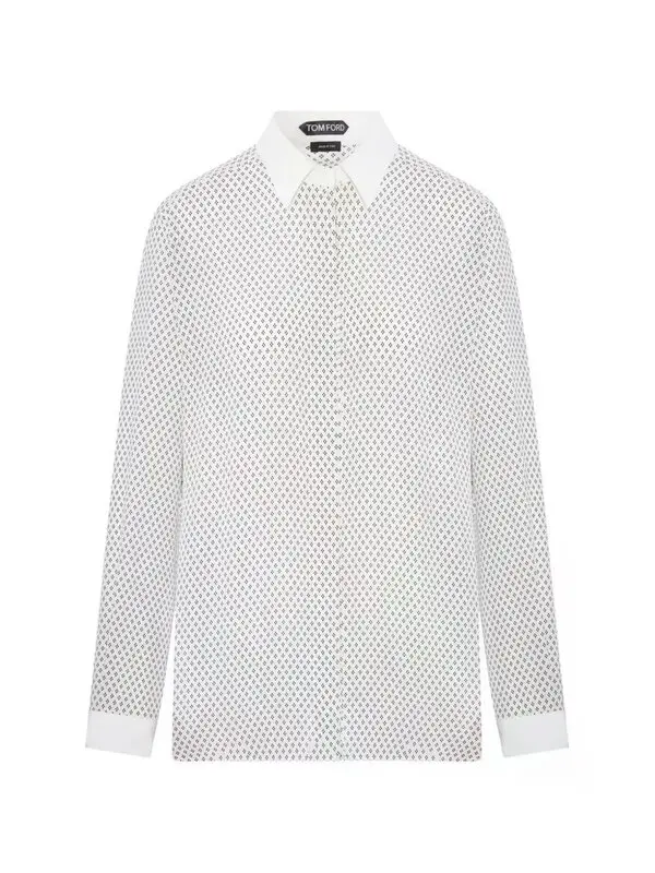TOM FORD Geometric-print Silk Shirt - White