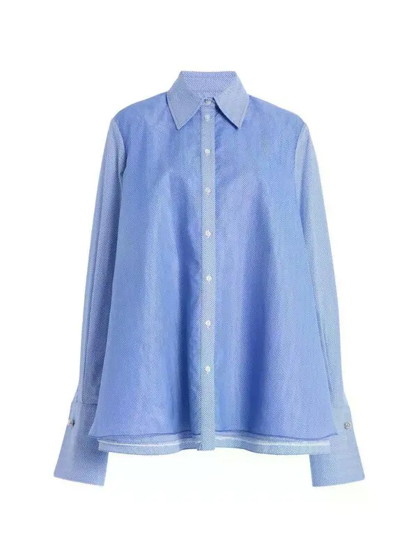 Brandon Maxwell Vaughn Layered Herringbone Shirt