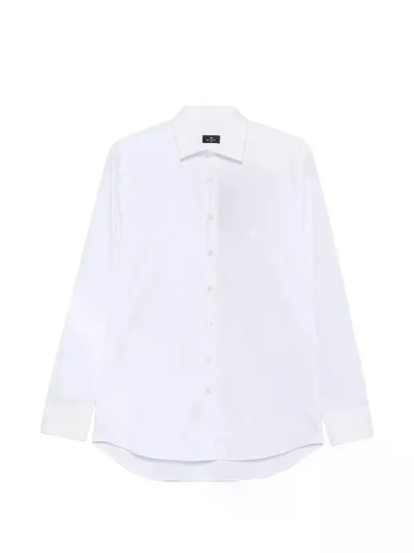 Etro Embroidered-logo Long-sleeve Shirt - Blue