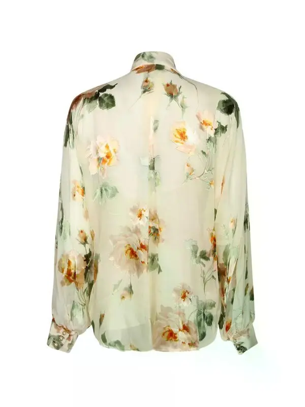 Zimmermann Carousel Burnout Floral-print Pussy-bow Blouse - Neutrals