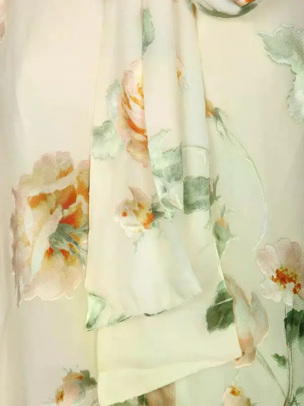 Zimmermann Carousel Burnout Floral-print Pussy-bow Blouse - Neutrals